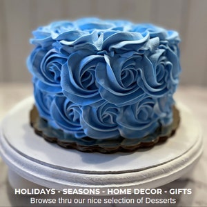 DEZICAKES Fake Cake Blue Rosette Fake Cake Prop Decoration Dezicakes ...