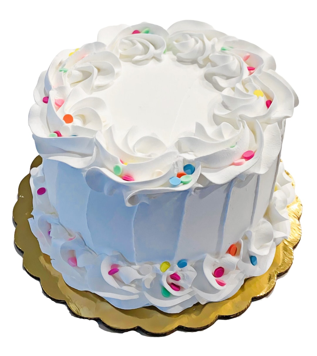 DEZICAKES Fake Cake White Birthday Cake With Confetti Prop Decoration ...