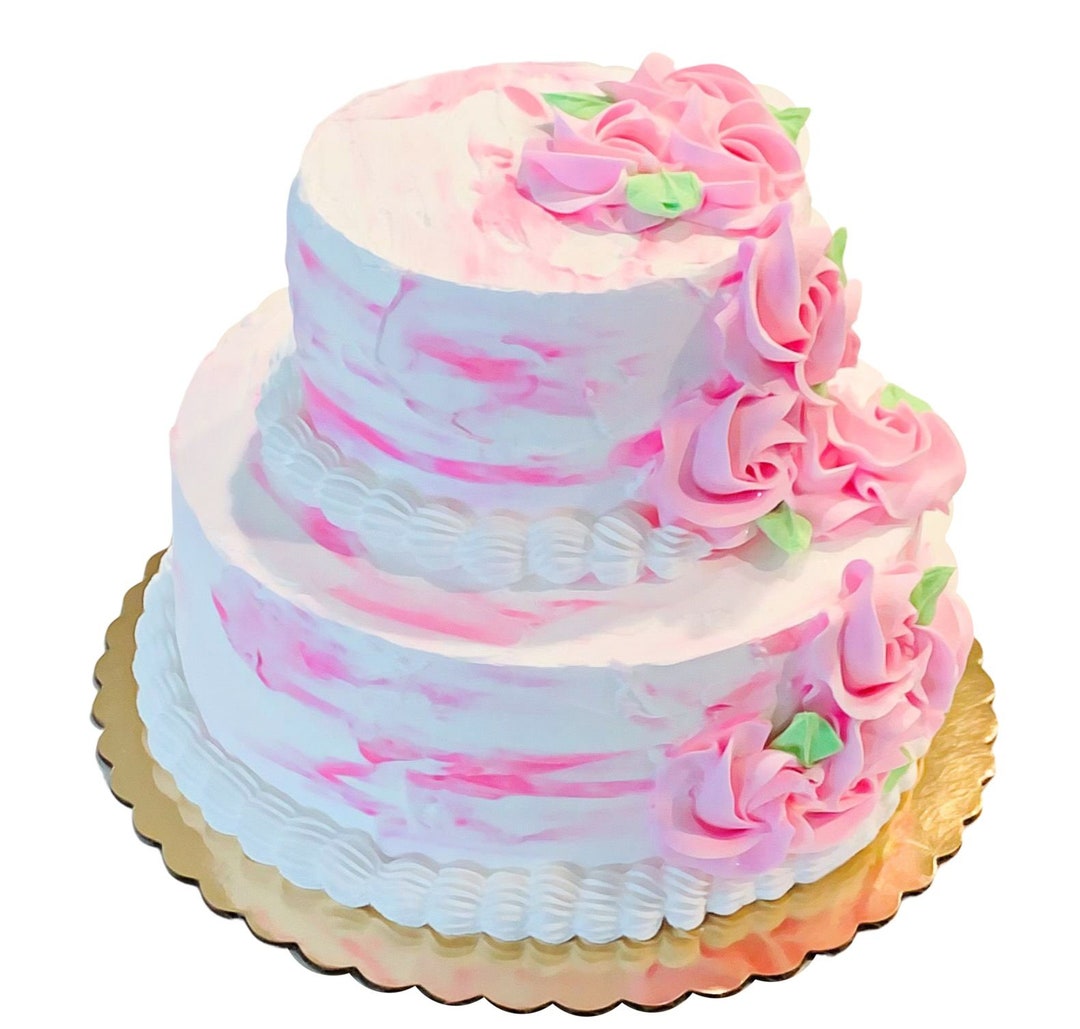 DEZICAKES Fake Wedding Cake/baby Shower Pink & White Two Tier Prop ...