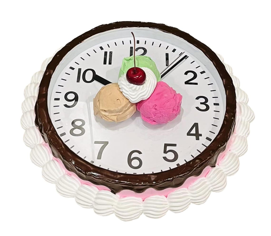 DEZICAKES Ice Cream Shop Cake Clock Cute Decoration Pink Cake W ...