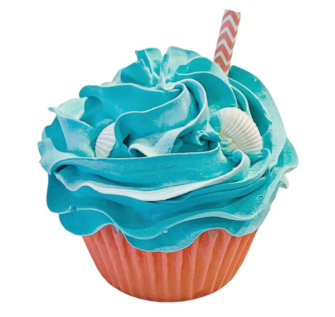 DEZICAKES Fake Cupcake Tropical Blue Turquoise Seashells Key West ...