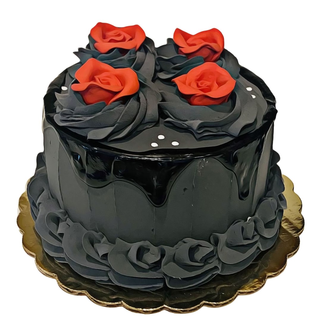 DEZICAKES Fake Cake Black and Red Cake With Roses & Black - Etsy