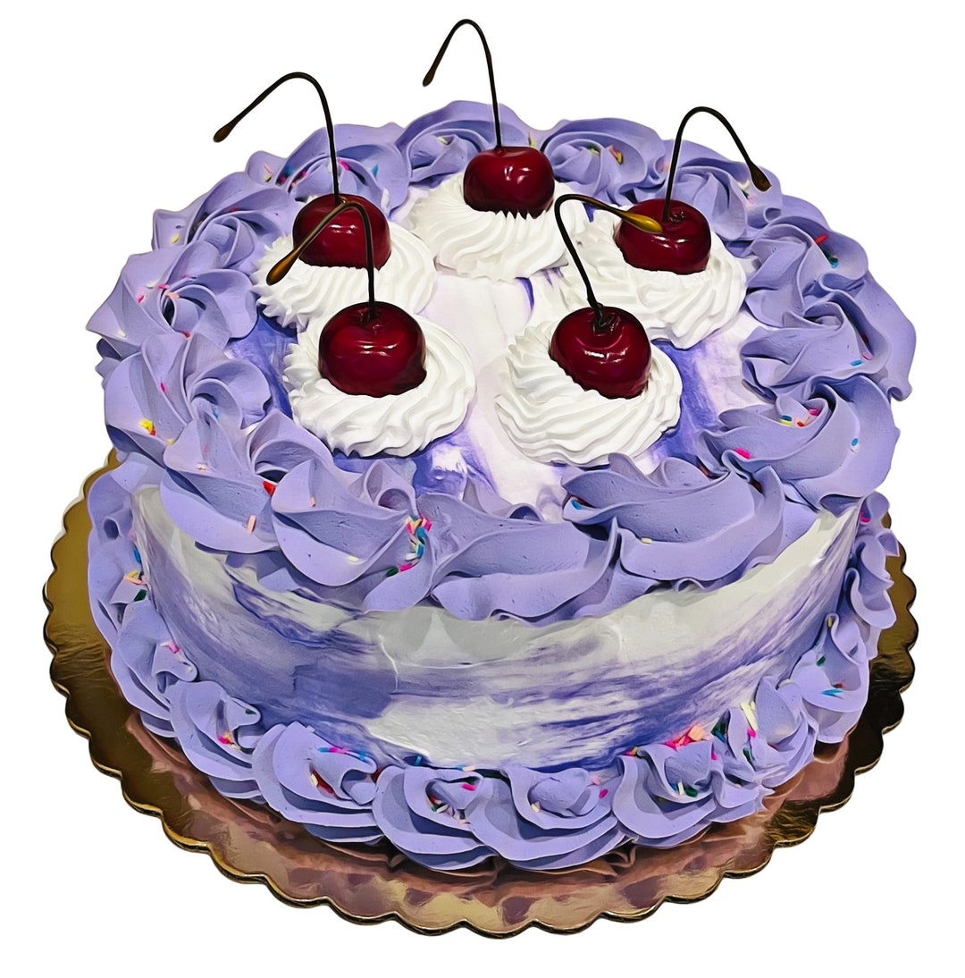 DEZICAKES Fake Cake Purple & White Birthday Cake With Confetti Prop ...