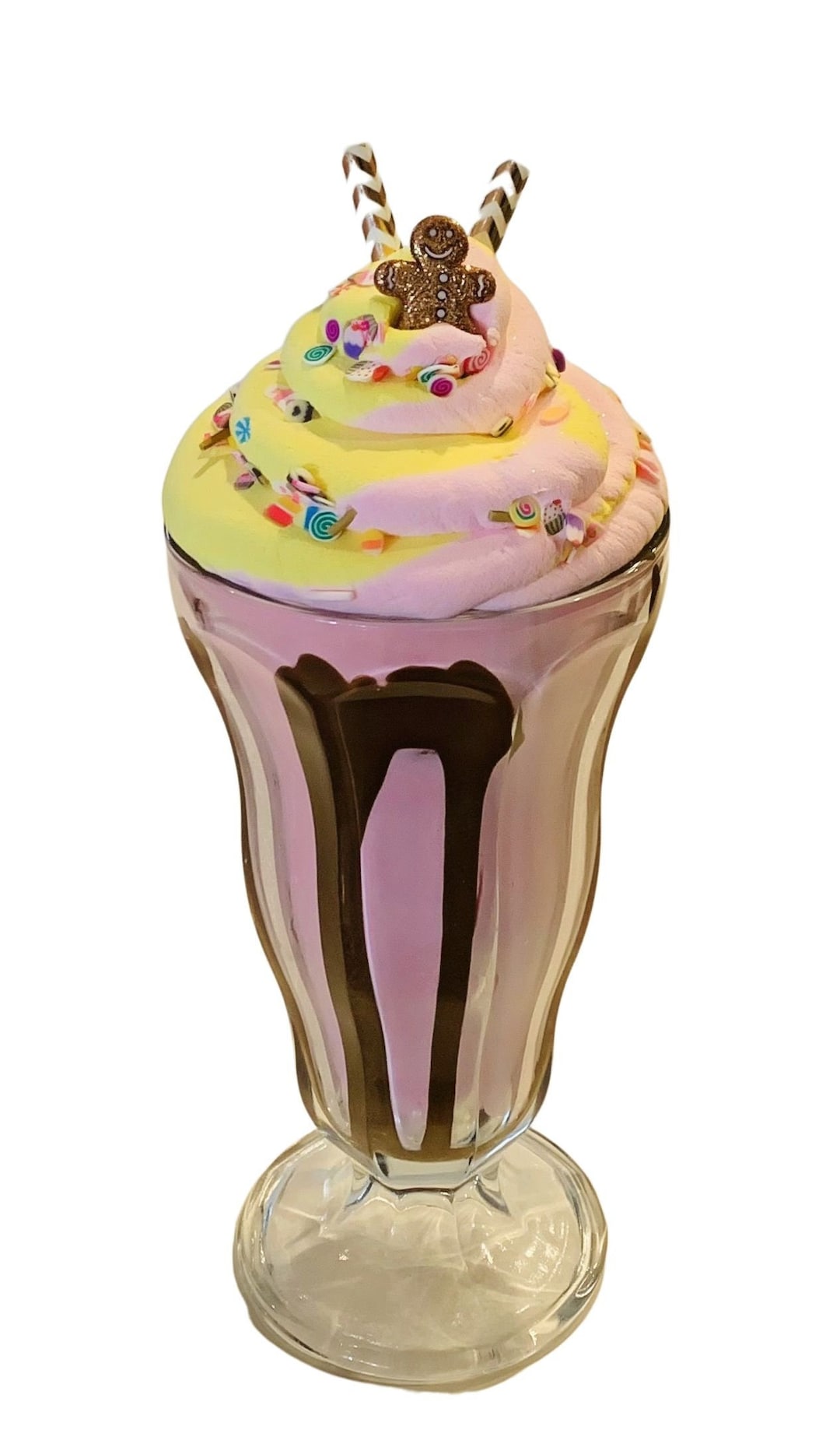 DEZICAKES Fake Milkshake Candyland Crazishake Pink Tall Glass Parfait ...