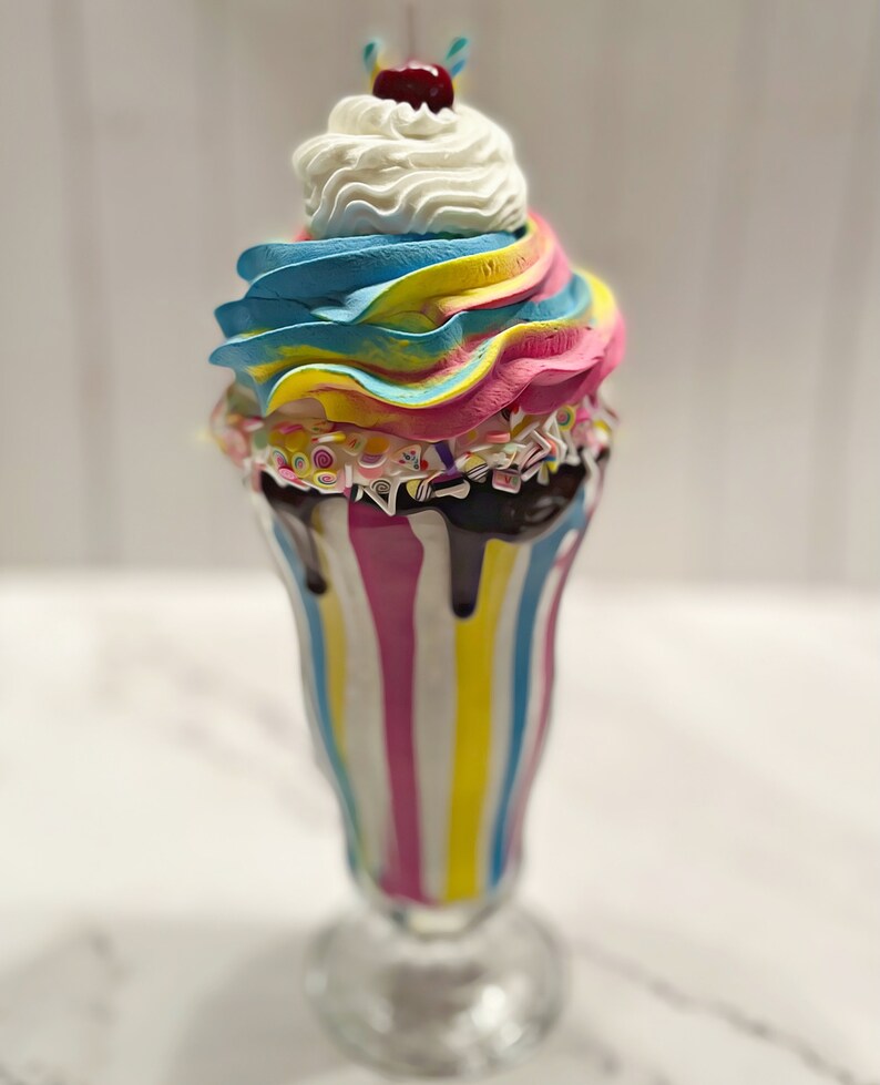 DEZICAKES Fake Milkshake Birthday Cake Crazishake Pink Blue Tall Glass ...