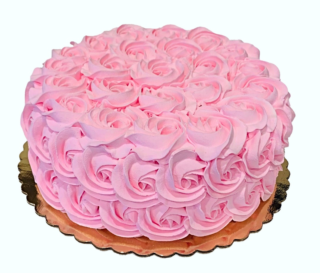 DEZICAKES Fake Cake Pink Rosette Fake Cake Decoration Prop Dezicakes ...