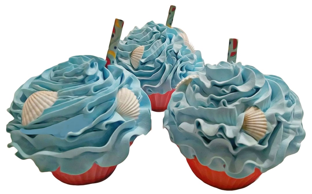DEZICAKES Fake Cupcakes Key West Shells Turquoise Beach Wedding ...