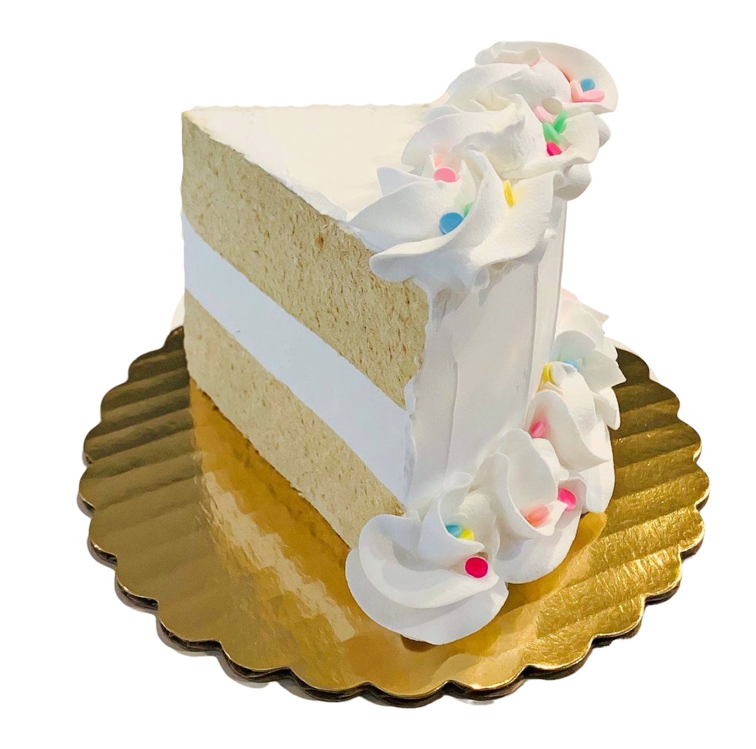 DEZICAKES Fake Cake Slice Piece of Cake White Birthday Confetti Cake ...