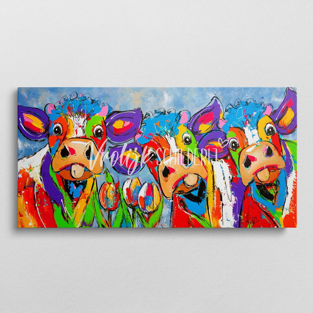 Cheerful Happy Cows Painting | Wall Decoration | Premium Colors ...