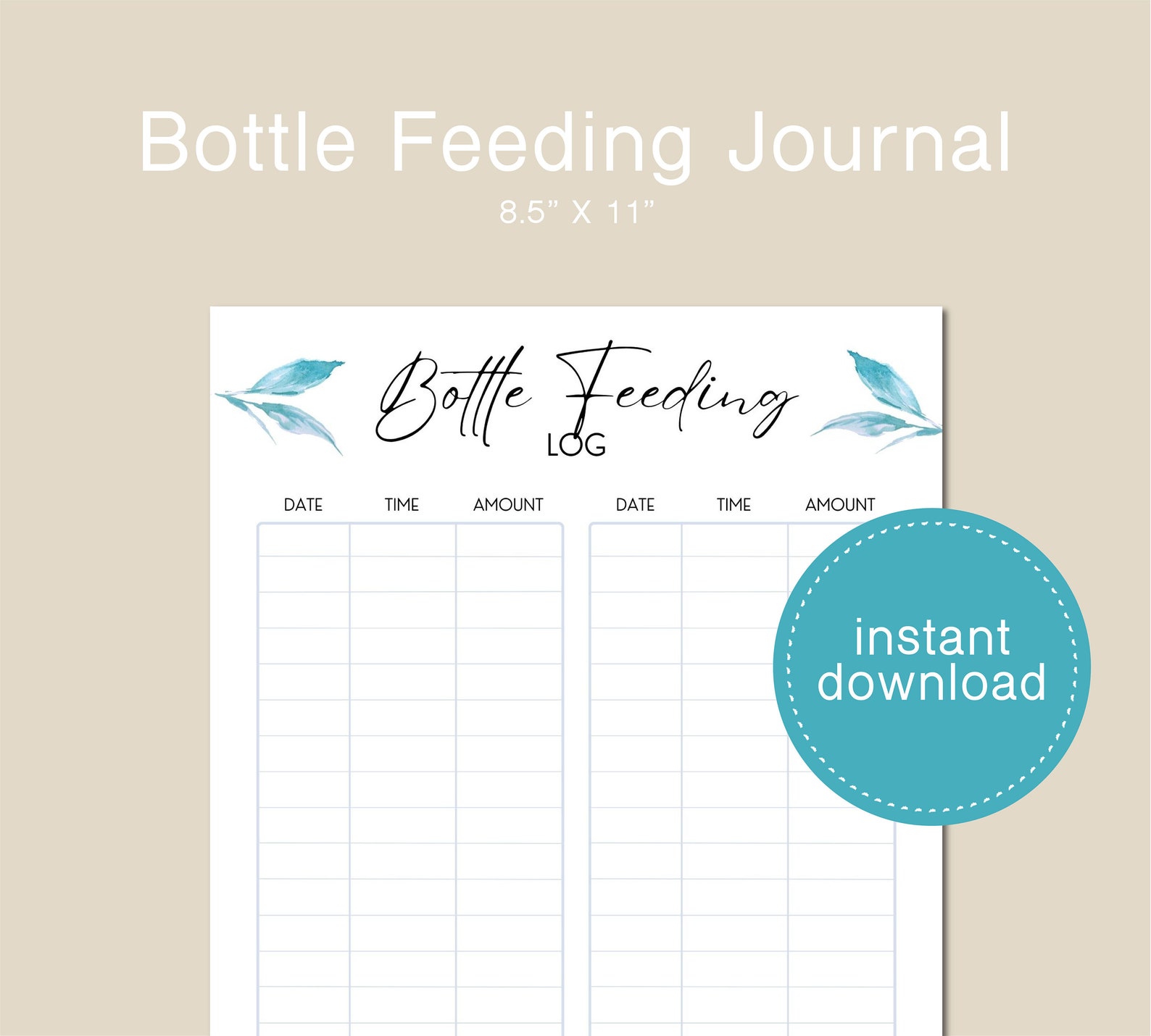 Bottle Feeding Tracker Printable: Daily Baby Feeding Log (digital ...