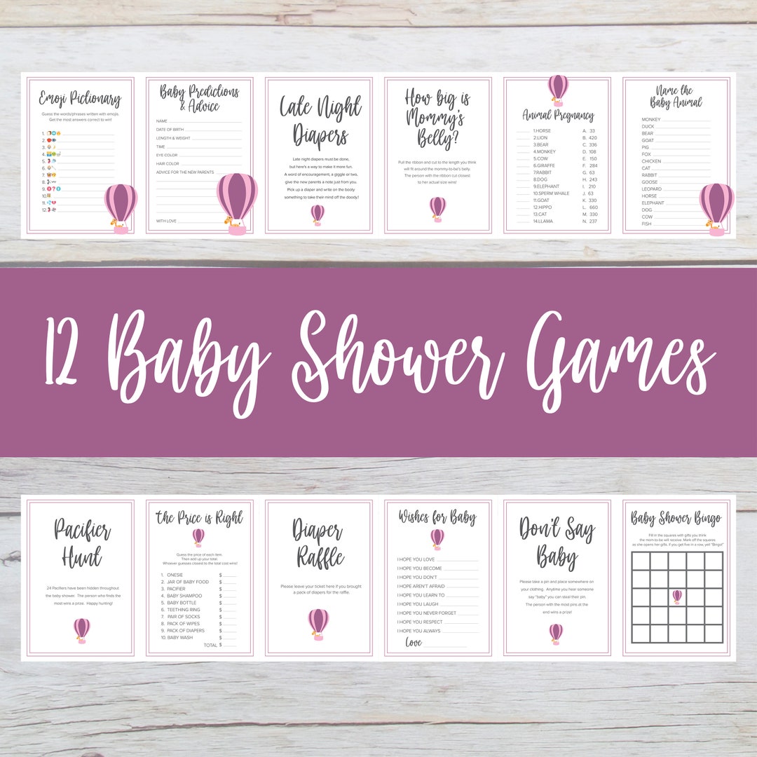 Pink Balloon, Baby Shower Games Bundle INSTANT DOWNLOAD, Games ...