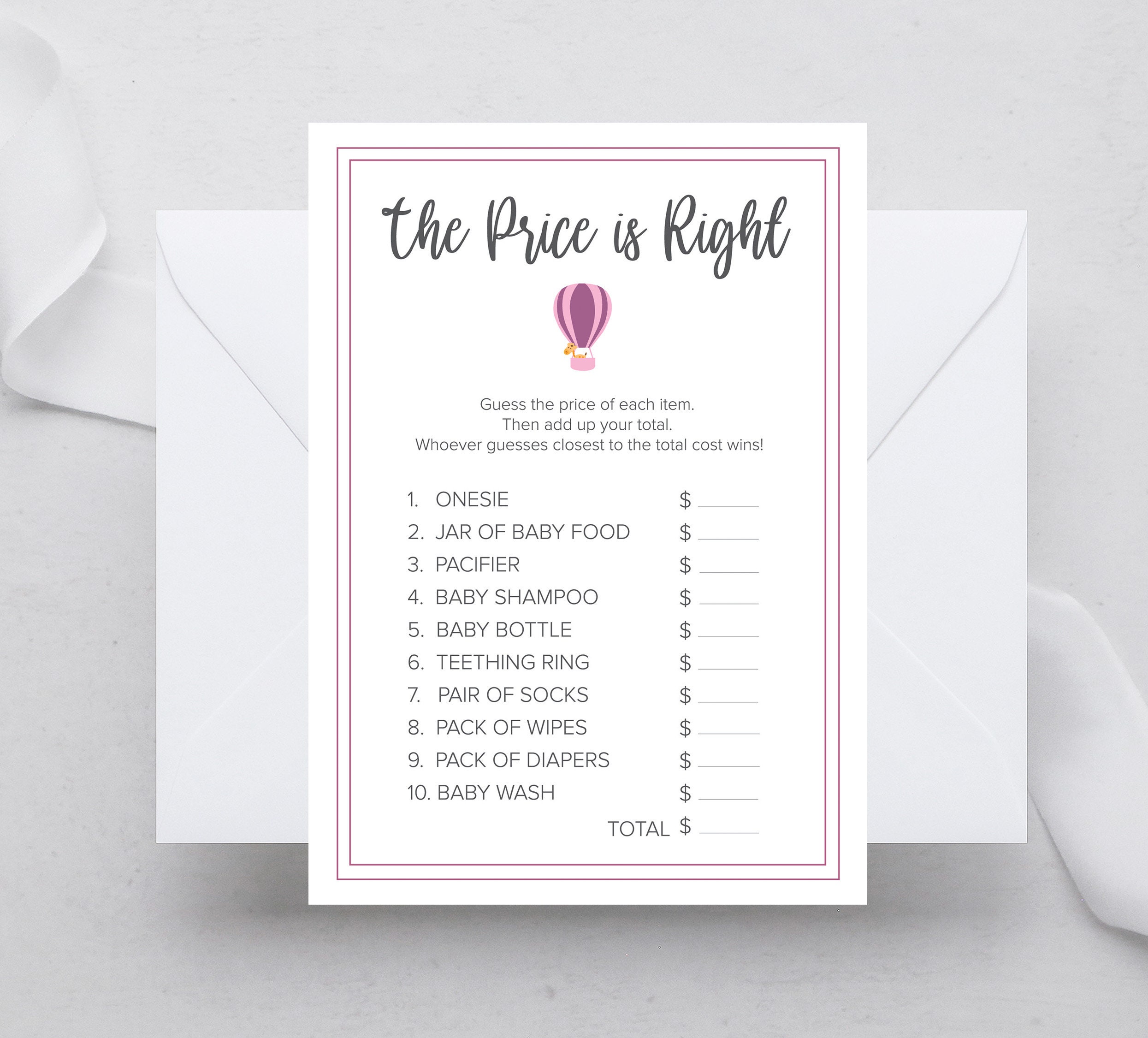 The Price is Right Baby Shower Game, Baby Shower Game, Printable Baby ...