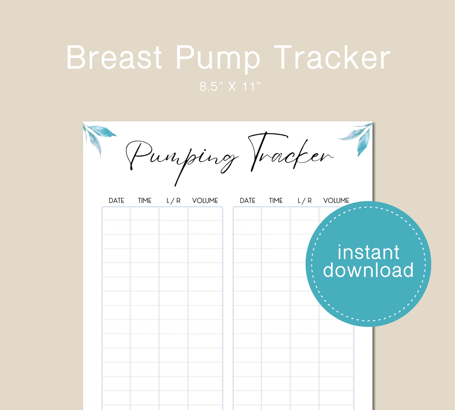 Breast Pump Tracker: Daily Pumping Journal (digital Download) - Etsy