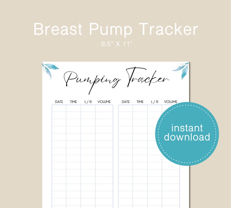 Breast Pump Tracker, PRINTABLE, Pumping Daily Tracker, INSTANT DOWNLOAD ...