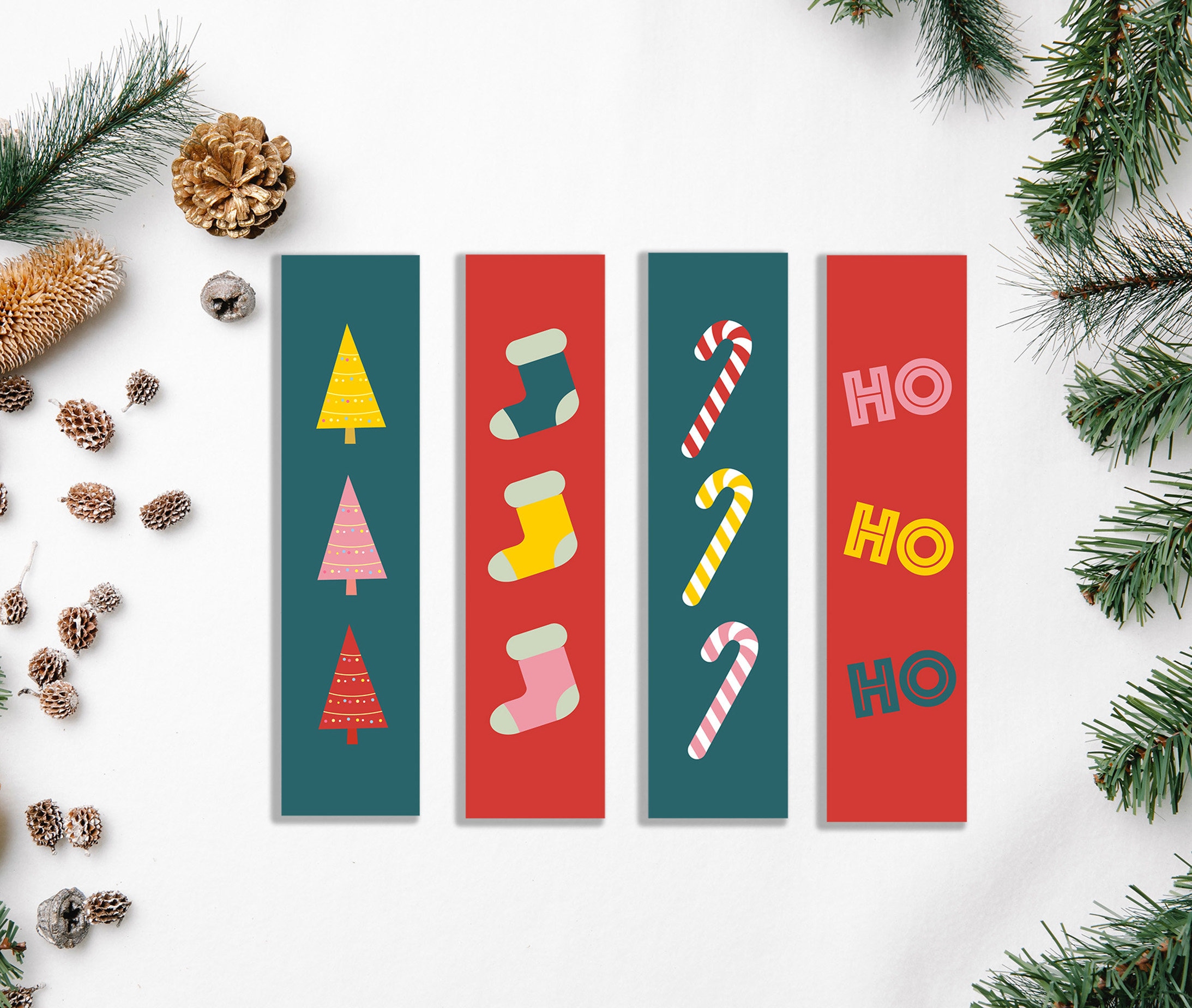 Christmas Bookmarks Printable INSTANT DOWNLOAD Set of 4, Printable ...