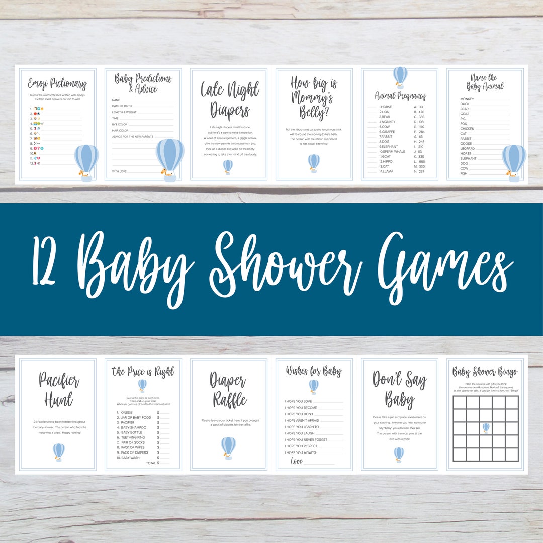 Blue Balloon Baby Shower Games Bundle: Hamptons Style (digital Download ...