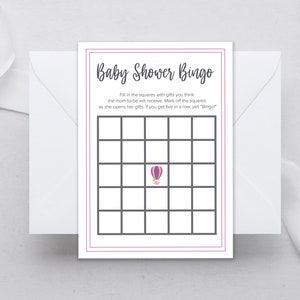 Bingo, Baby Shower Bingo Game, Baby Shower Games, Pink Balloon, Pink ...