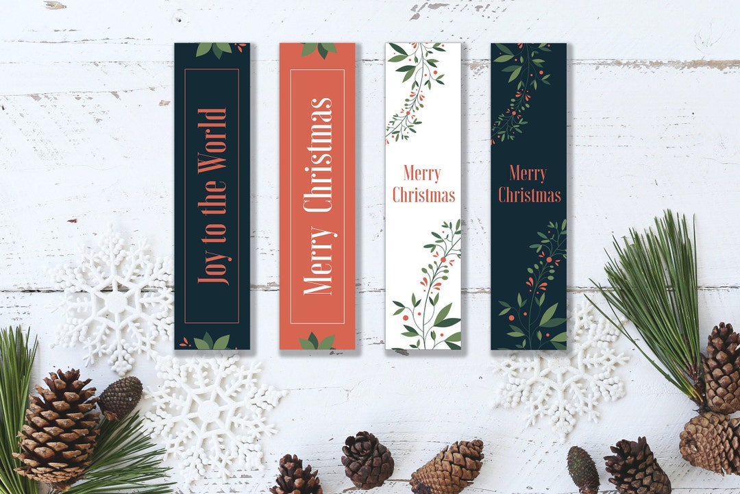 Christmas Bookmarks Printable INSTANT DOWNLOAD Set of 4, Printable ...