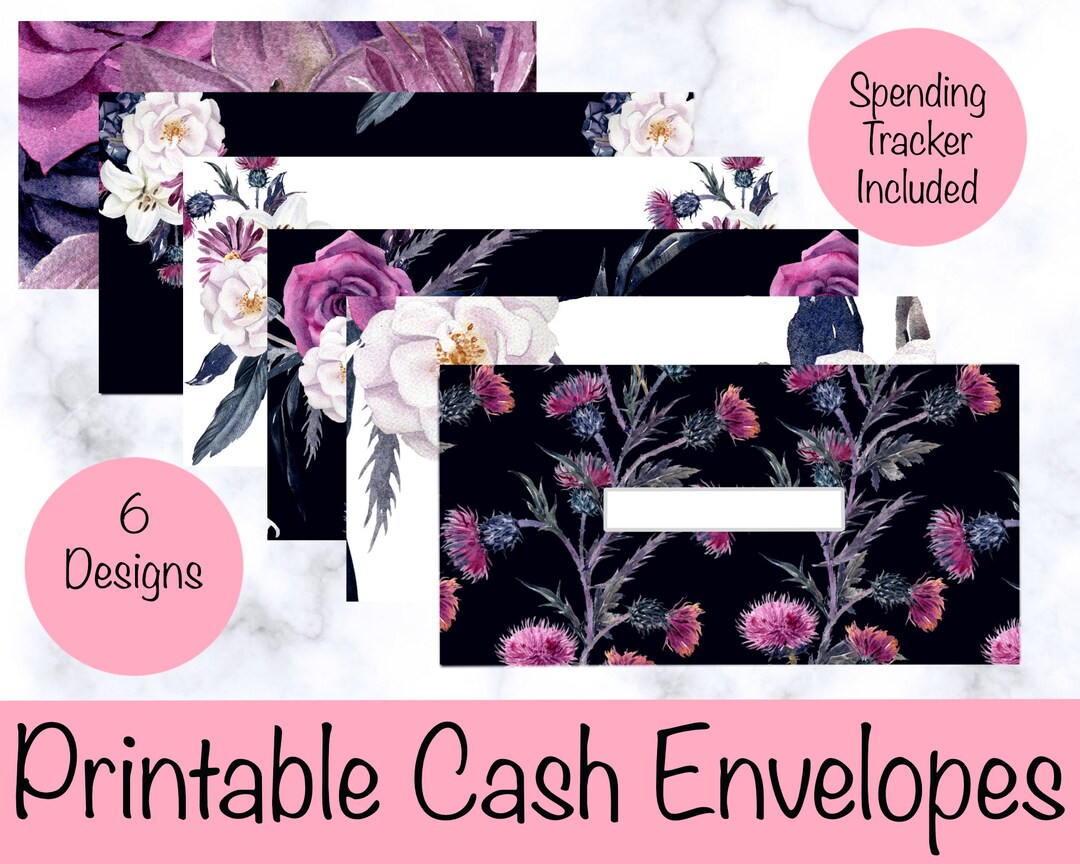 Cash Envelopes Printable, Cash Envelope System, Gothic Floral Money ...