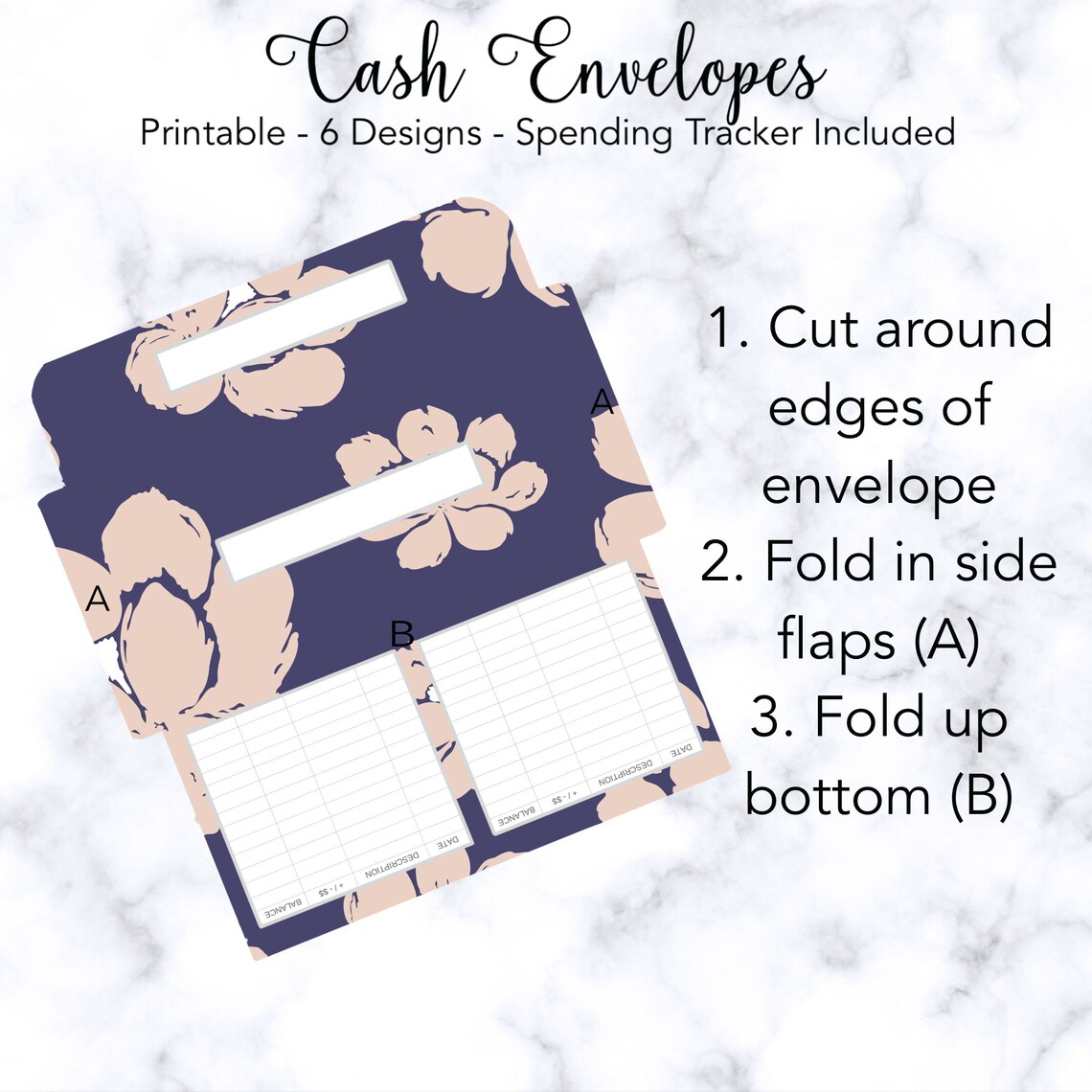 Cash Envelopes Printable, Cash Envelope System, Boho Peach Purple Money ...