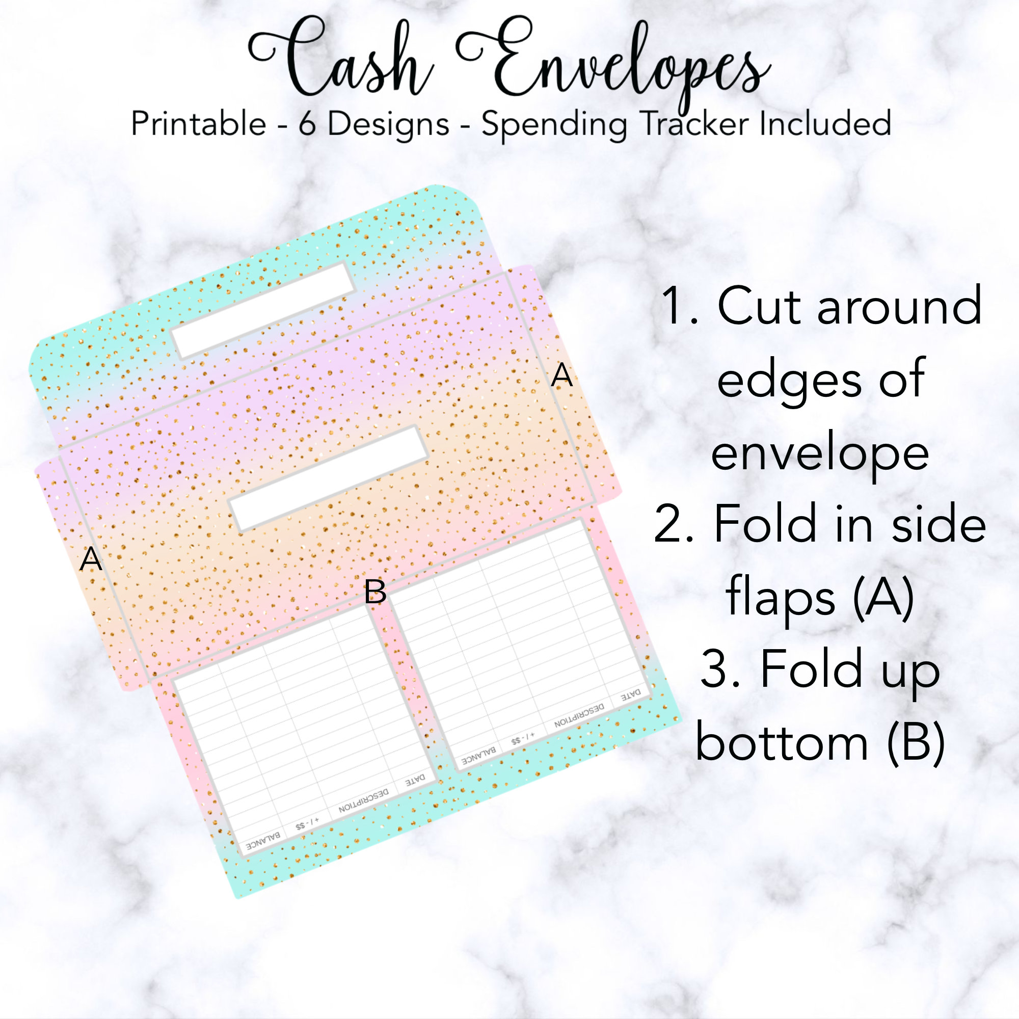 Cash Envelopes Printable, Cash Envelope System, Glitter Sparkle Candy ...