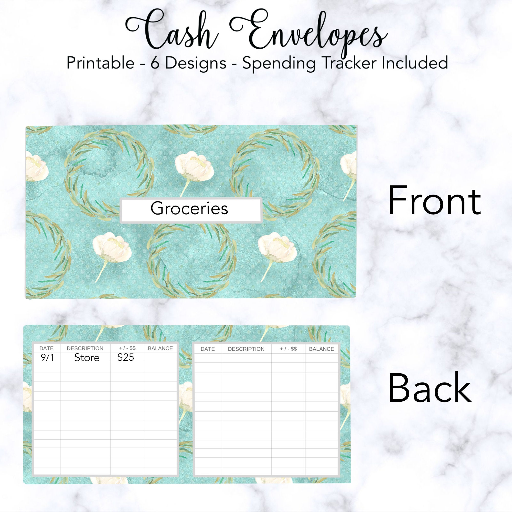 Cash Envelopes Printable, Cash Envelope System, Watercolor Eucalyptus ...