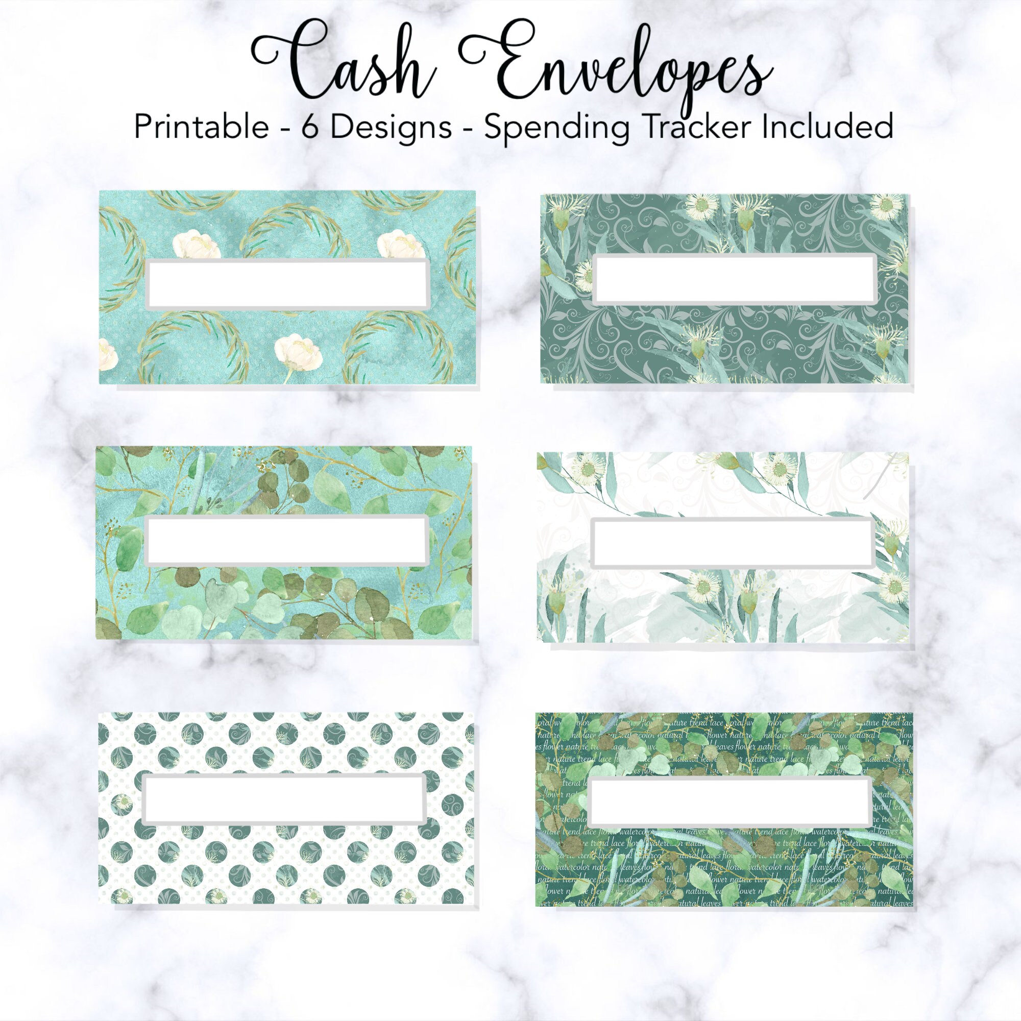Cash Envelopes Printable, Cash Envelope System, Watercolor Eucalyptus ...
