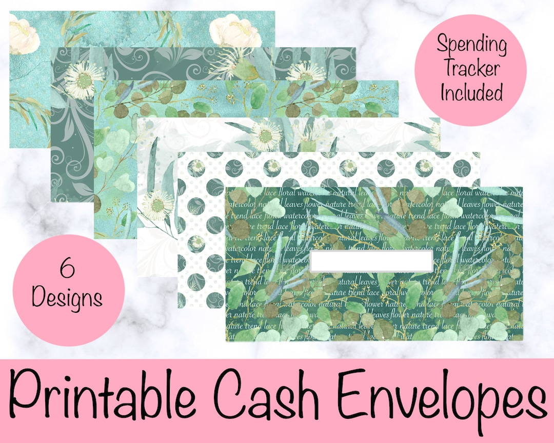 Cash Envelopes Printable, Cash Envelope System, Watercolor Eucalyptus ...