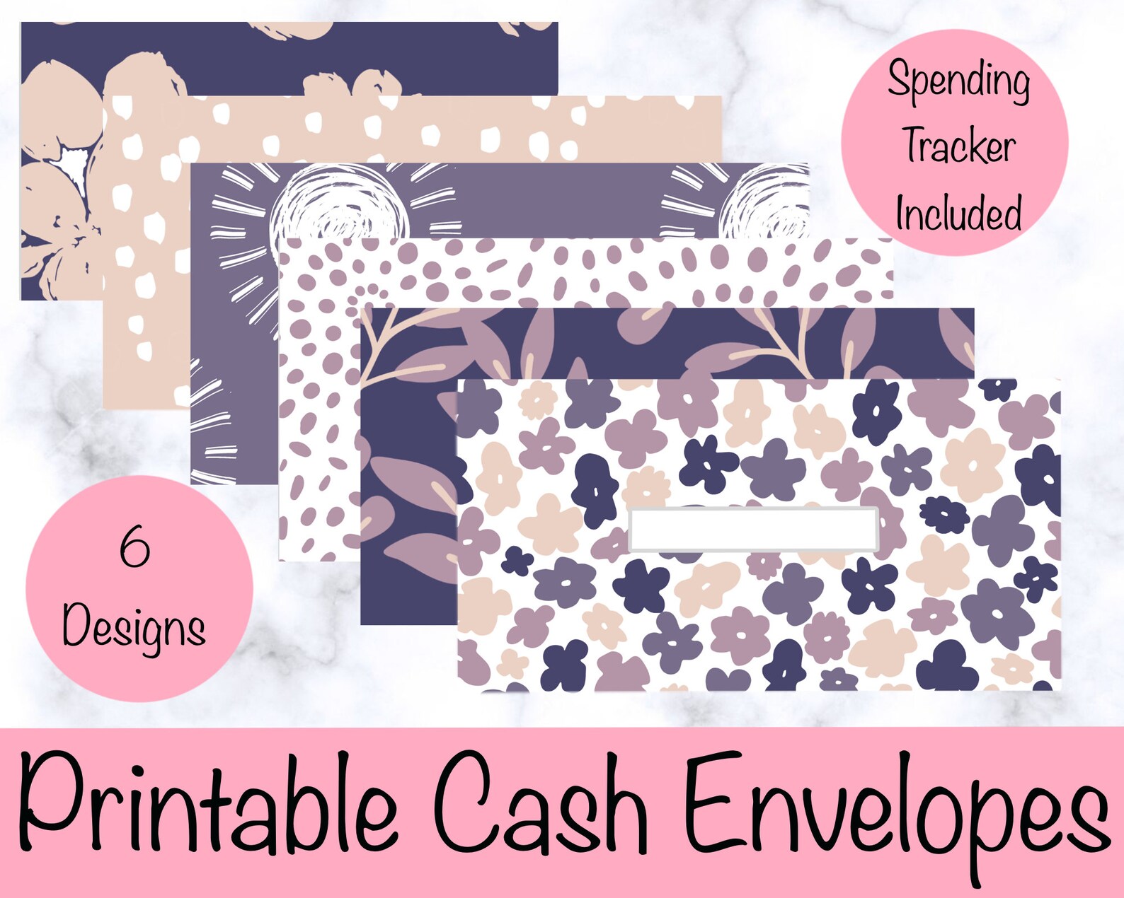 Cash Envelopes Printable, Cash Envelope System, Boho Peach Purple Money ...