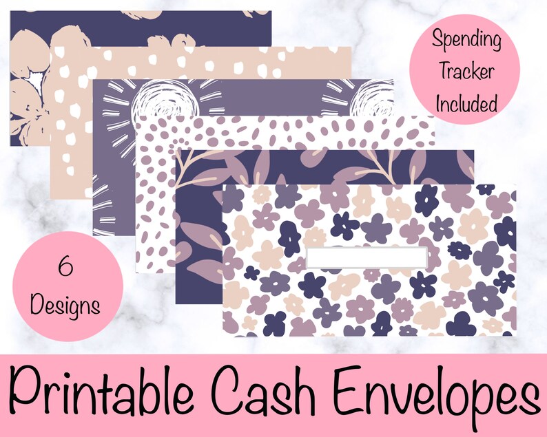 Cash Envelopes Printable, Cash Envelope System, Boho Peach Purple Money ...