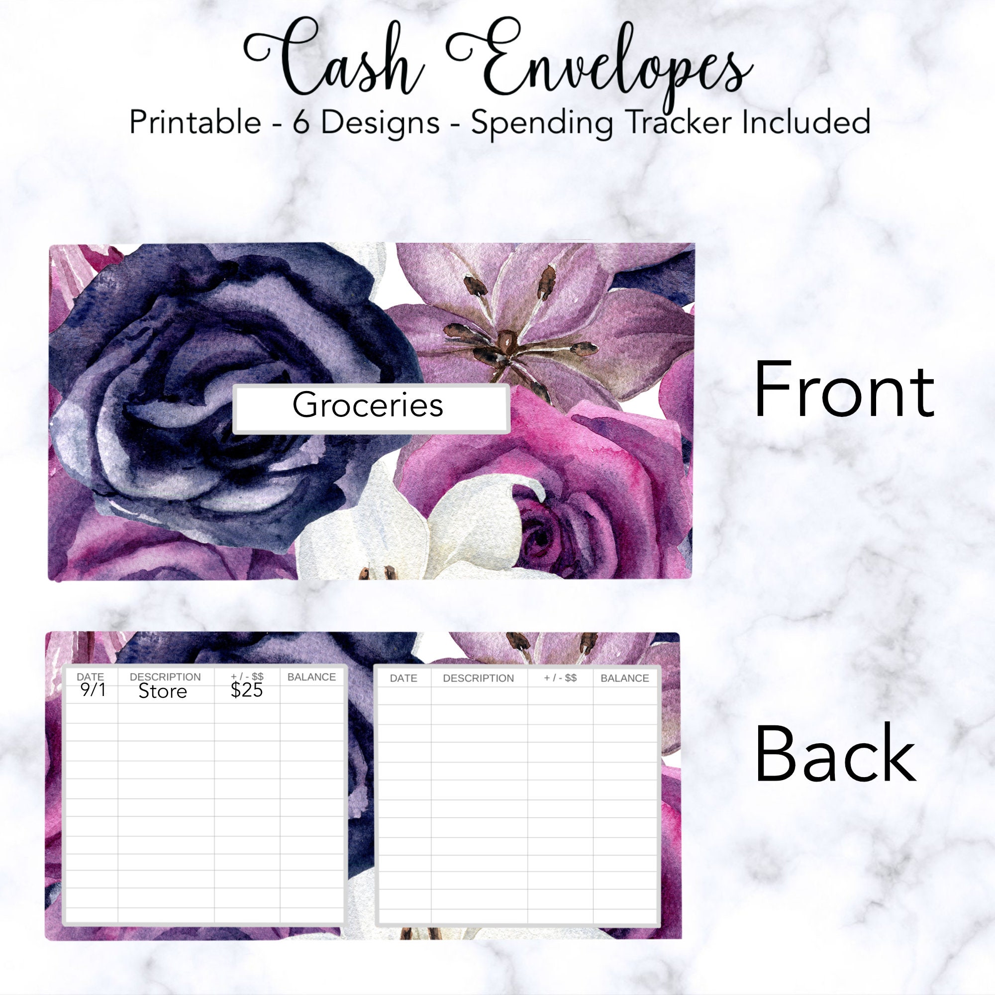 Cash Envelopes Printable, Cash Envelope System, Gothic Floral Money ...