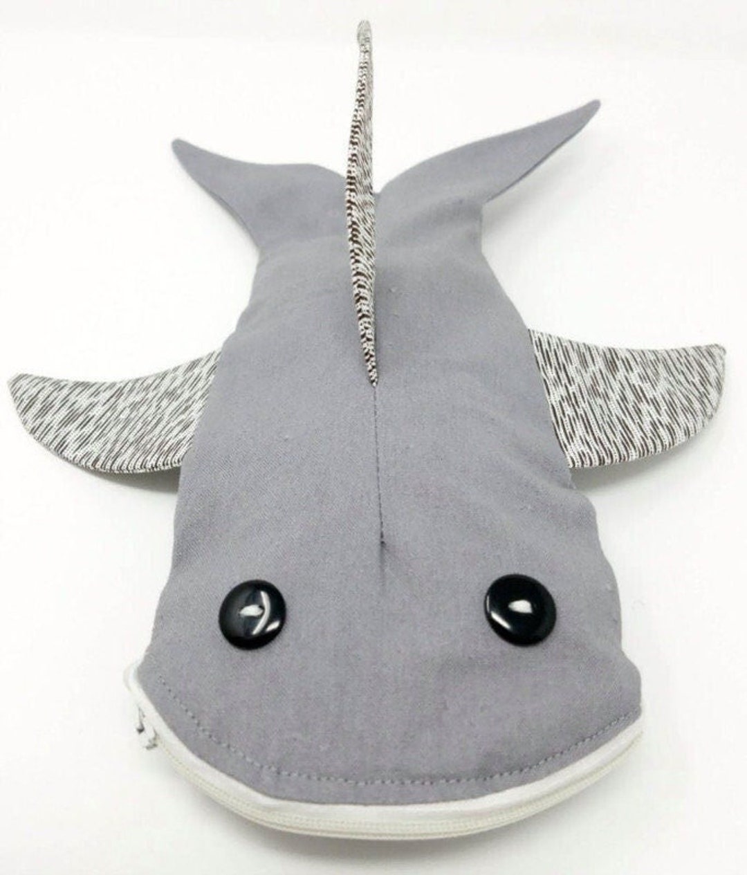 Personalized Gray Shark Pencil Case, Embroidered With Custom Name, Cute ...