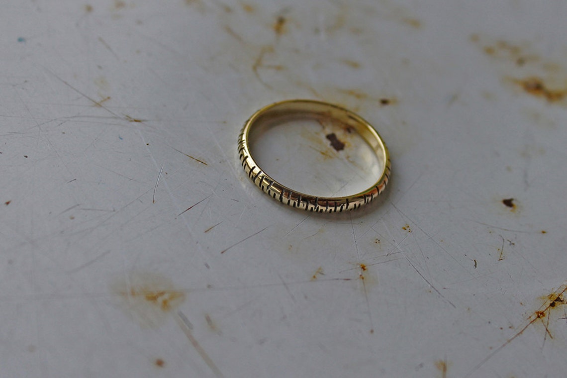 Textured Ring 14k Solid Gold Ring Minimalist Ring Tiger Ring | Etsy