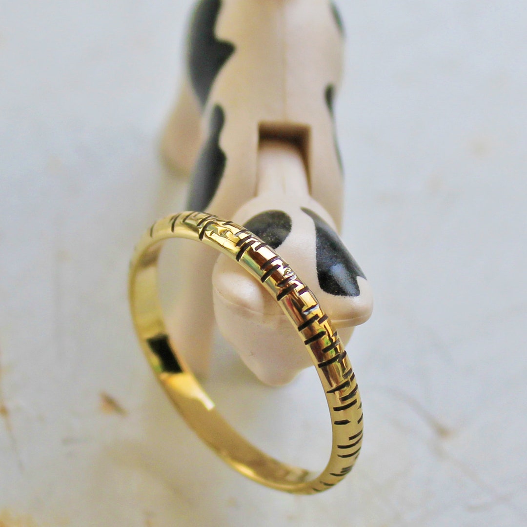 Textured Ring 14k Solid Gold Ring Minimalist Ring Tiger Ring Nature ...