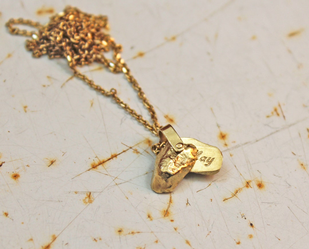 Raw Gold Nugget Necklace Solid Gold Necklace and Pendant Solid 14k Gold ...