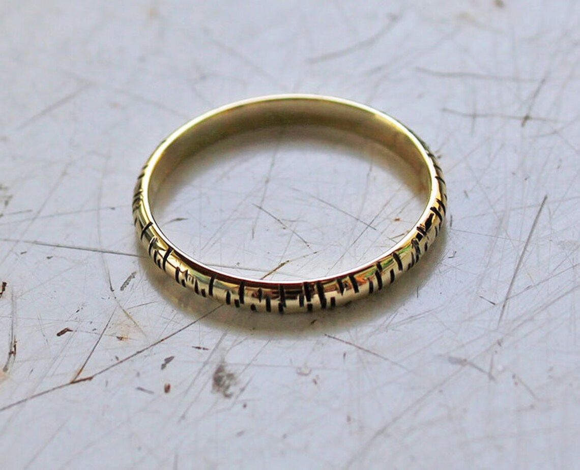 Textured Ring 14k Solid Gold Ring Minimalist Ring Tiger Ring | Etsy