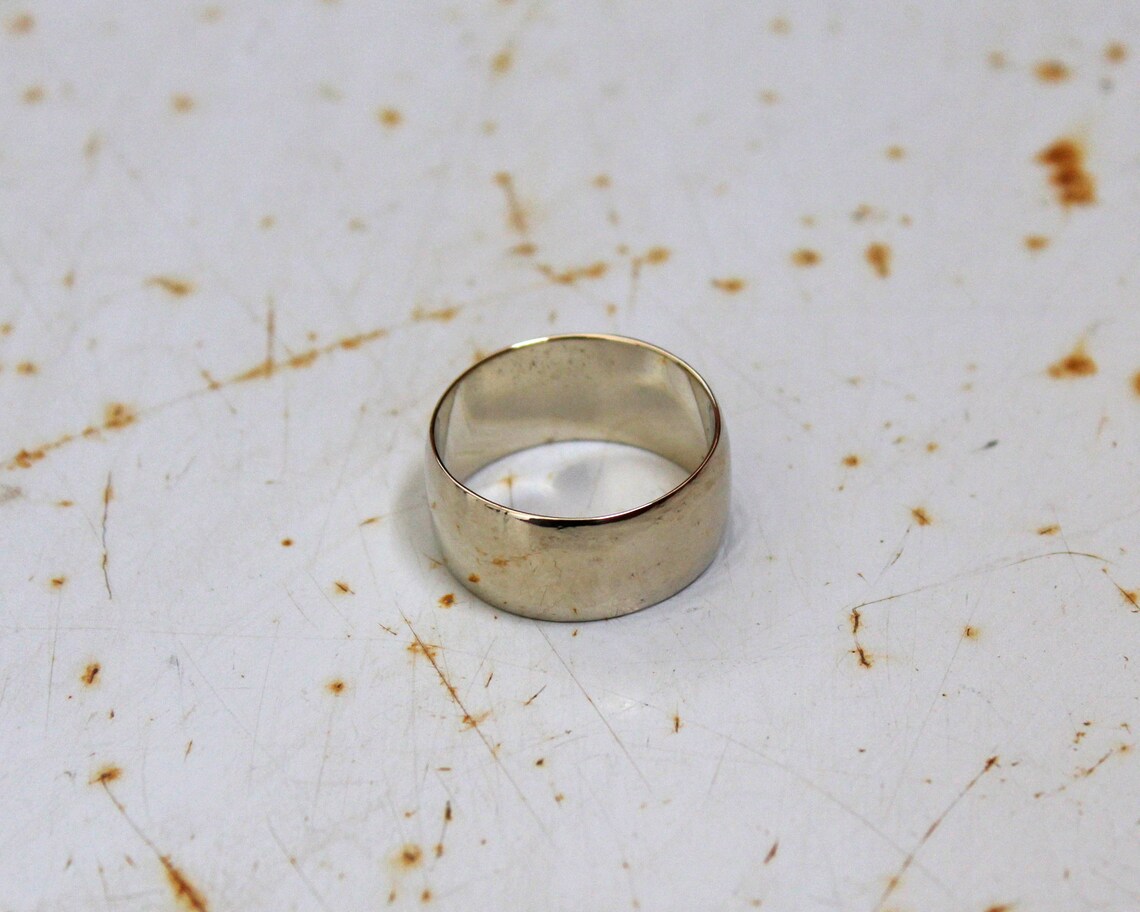 White Gold Wide Band Ring 14K White Gold Wedding Band Wide | Etsy