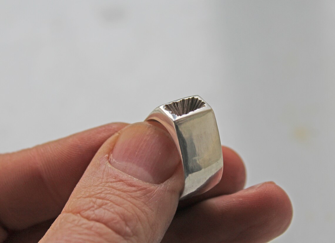 Unique Mens Ring Mens Signet Ring Men Chunky Silver Ring - Etsy