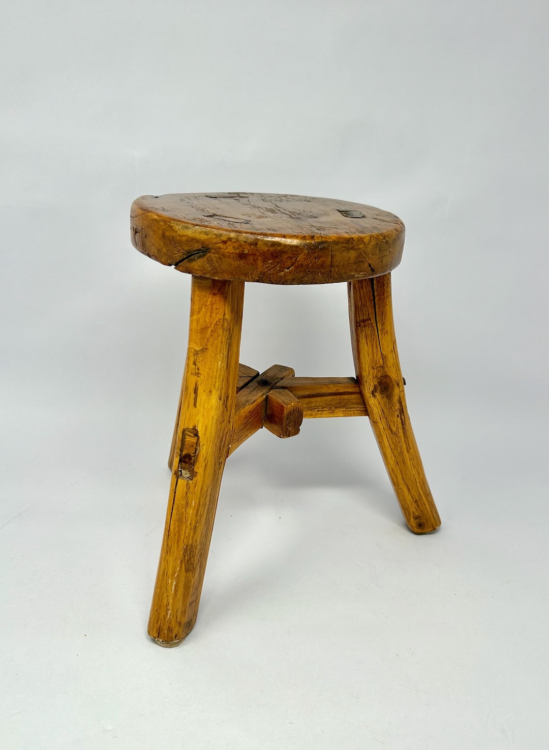 Vintage Three Legged Milking Stool With Primitive Design - Etsy