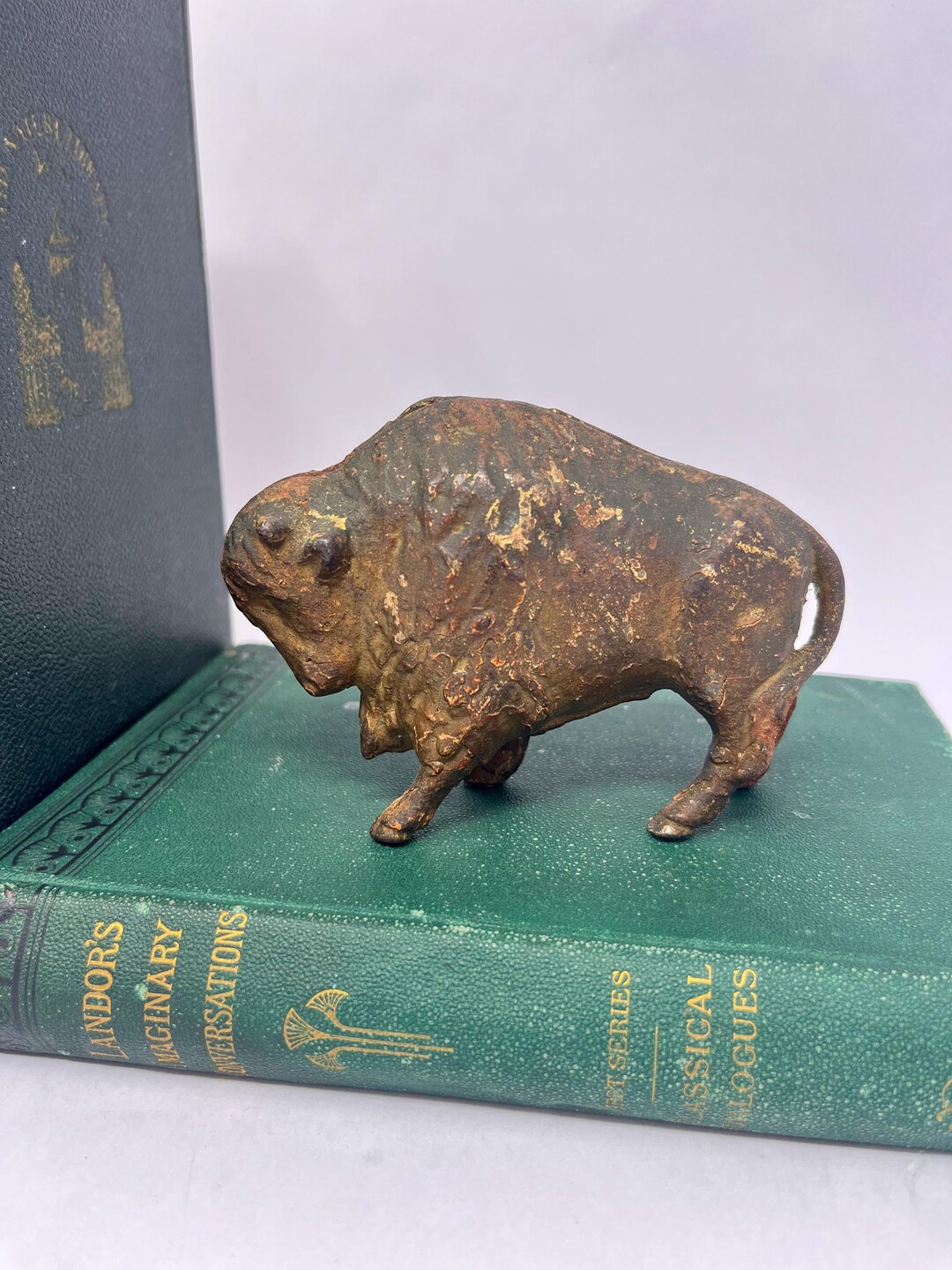 Antique Cast Iron Bison Bank - Etsy
