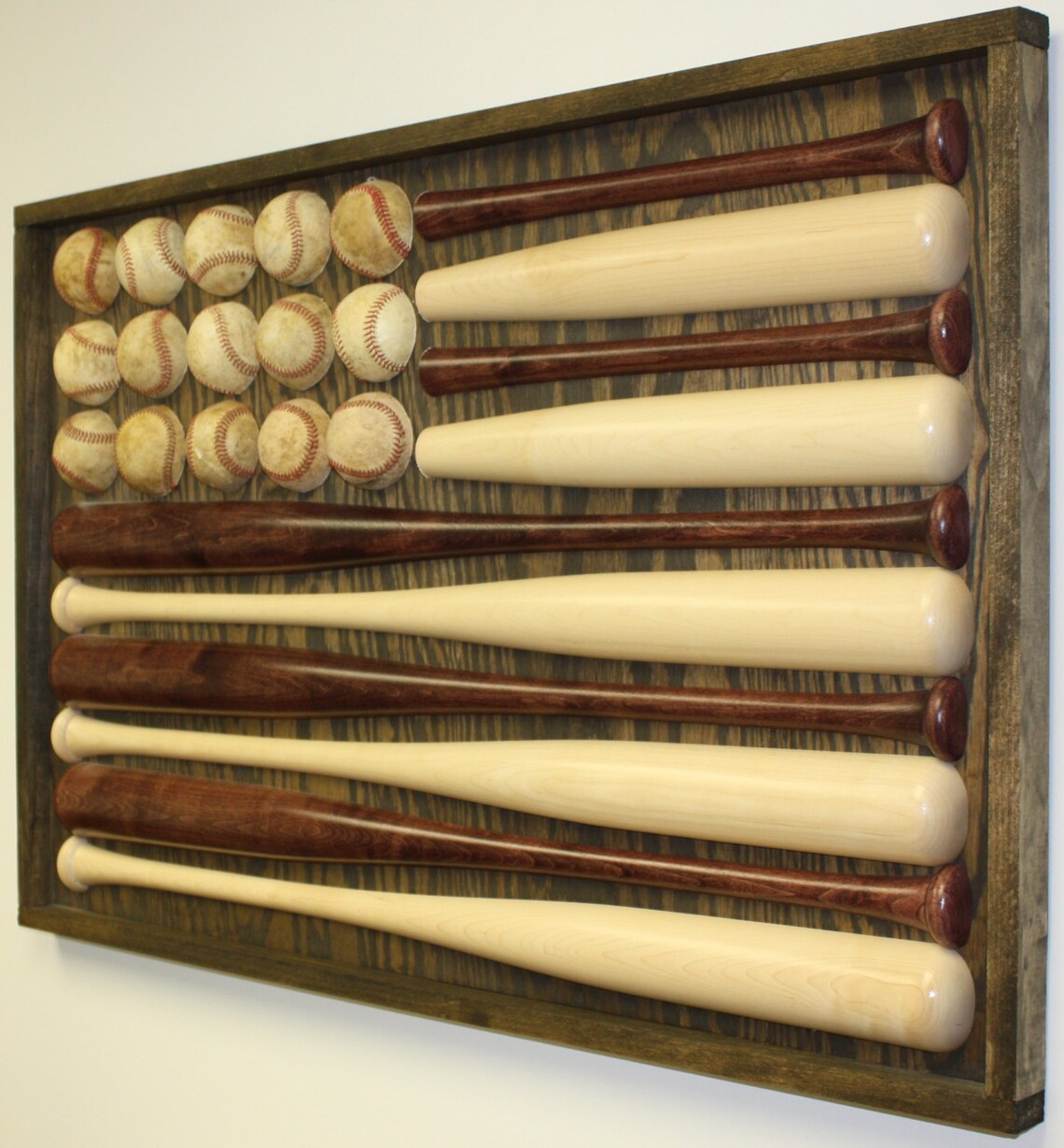 Baseball Bat American Flag Made With Real Bats and Baseballs - Etsy