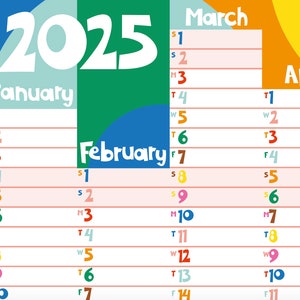 NEW Academic Year Wall Planner '24/'25 A2 Size Colourful Design 100% ...