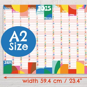 NEW Academic Year Wall Planner '24/'25 A2 Size Colourful Design 100% ...