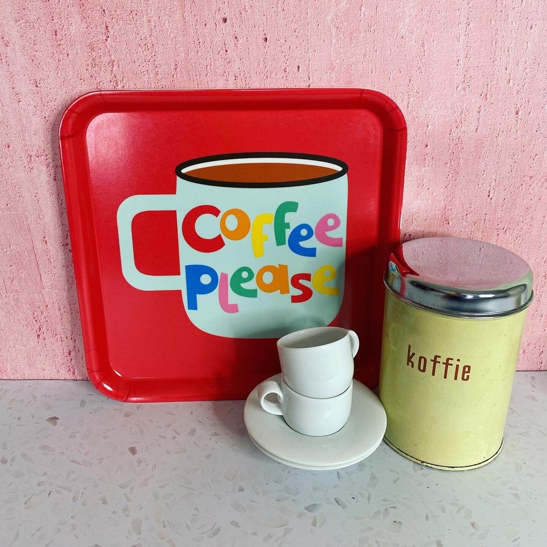 NEW! Square Melamine Tray - Coffee Please! - Colourful Serving Tray ...