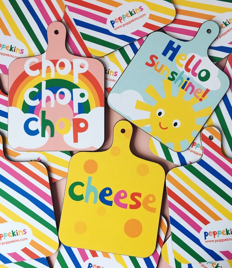 Chop Chop Melamine Chopping Board With Rainbow Design - Made in the UK ...