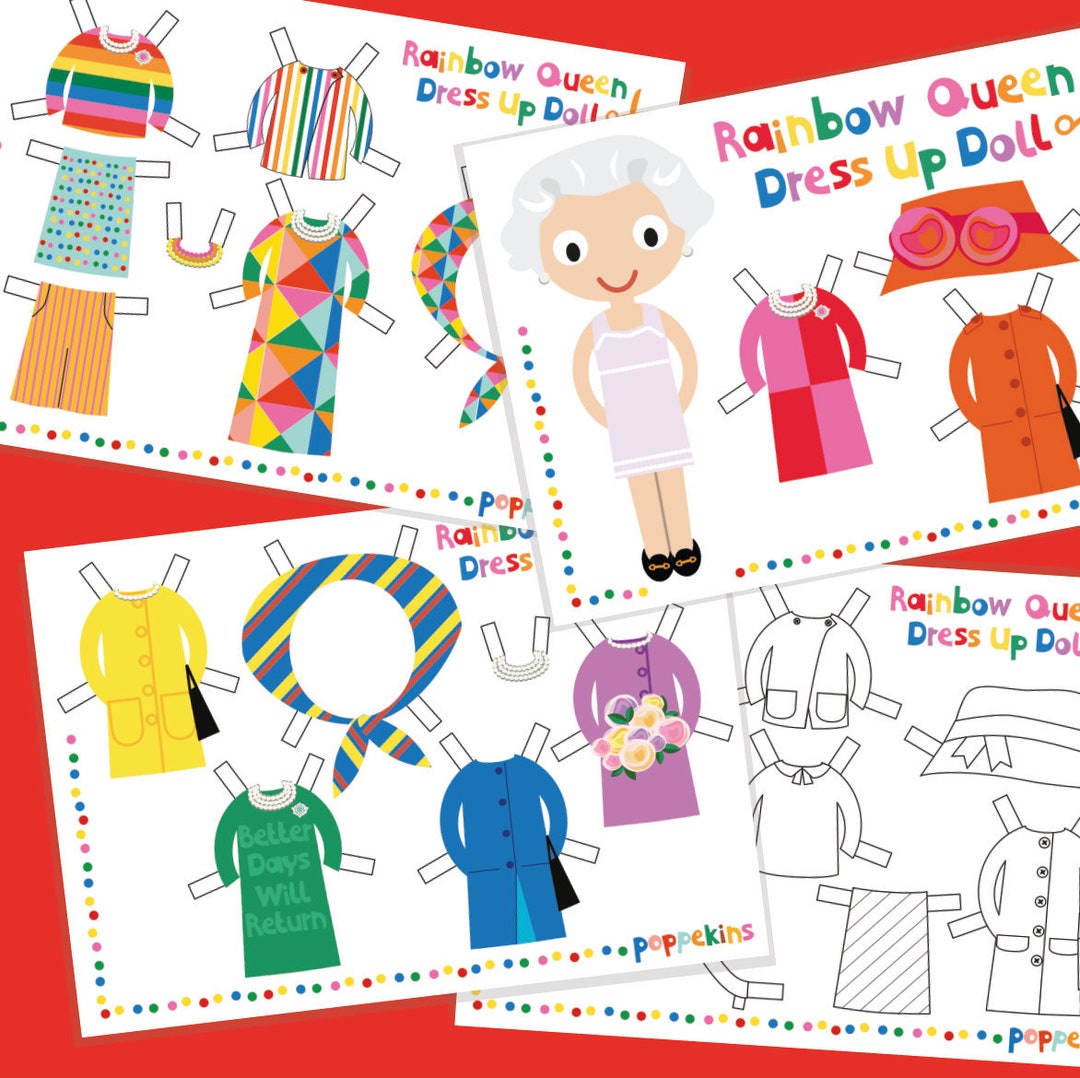 PRINTABLE Rainbow Queen Dress up Doll Cutting and - Etsy Australia