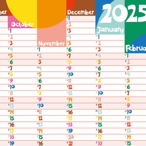 NEW Academic Year Wall Planner '24/'25 A2 Size Colourful Design 100% ...