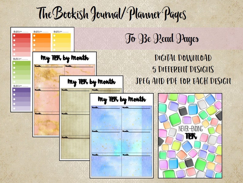 Bookish Journal and Planner Pages to Be Read Tracker TBR - Etsy