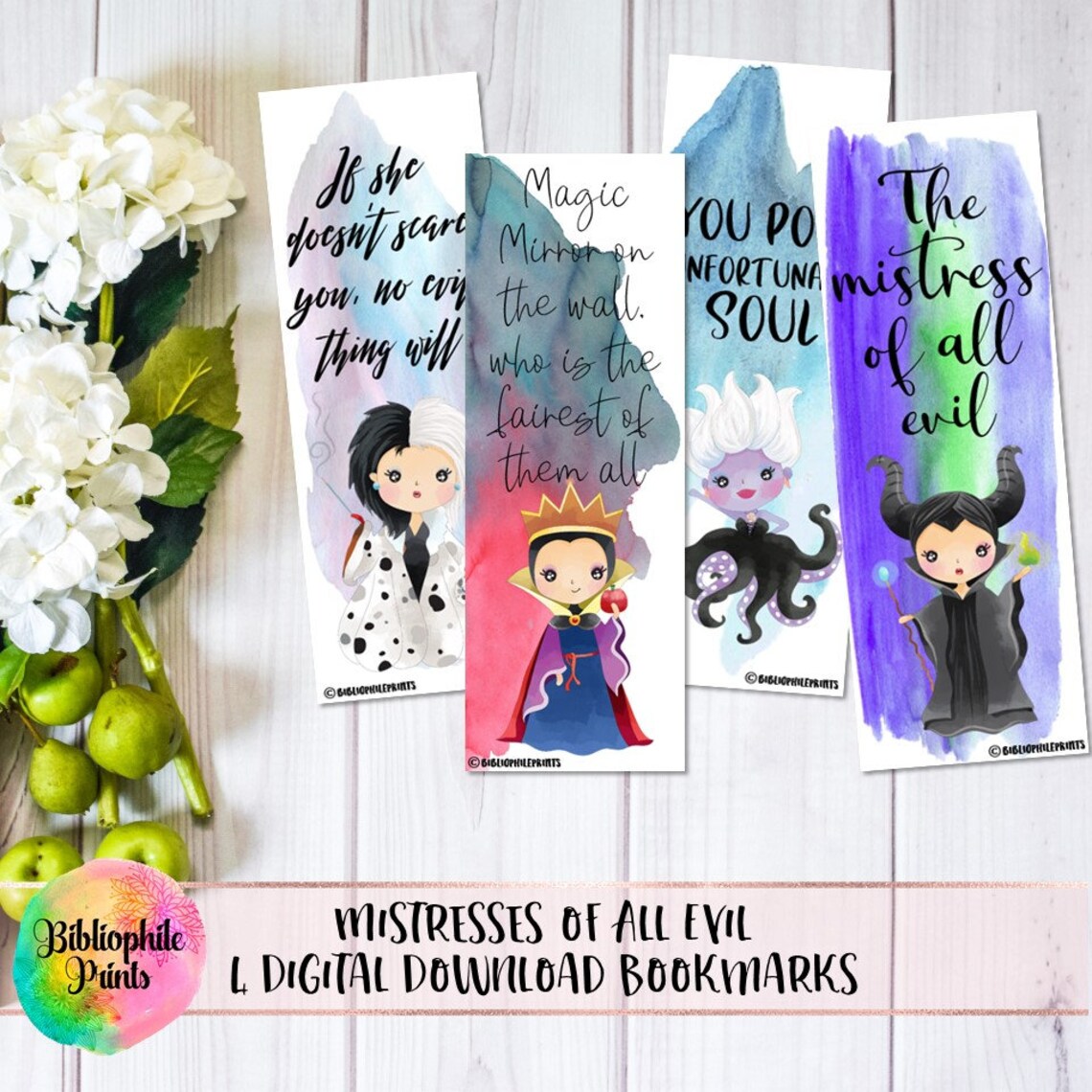 Mistresses of All Evil Bookmarks Digital Bookmarks Digital - Etsy