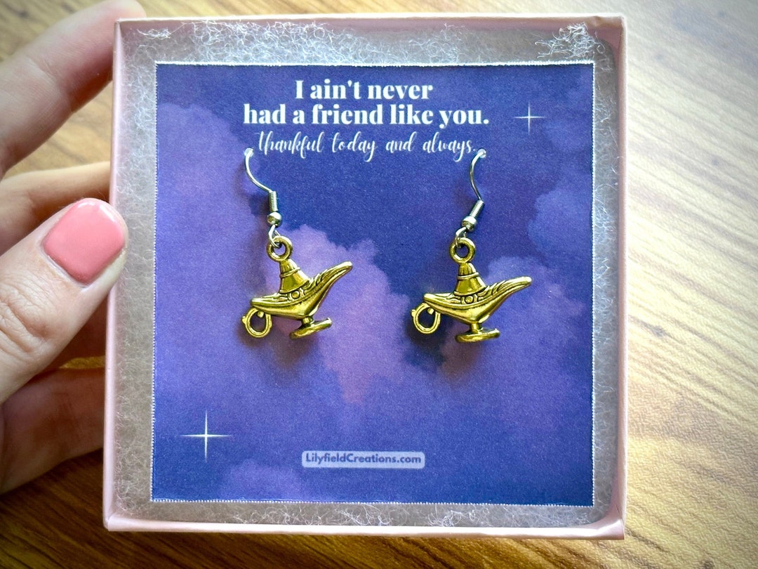 Aladdin Genie Lamp Earrings in Gift Box Gift for Friend Gift for ...